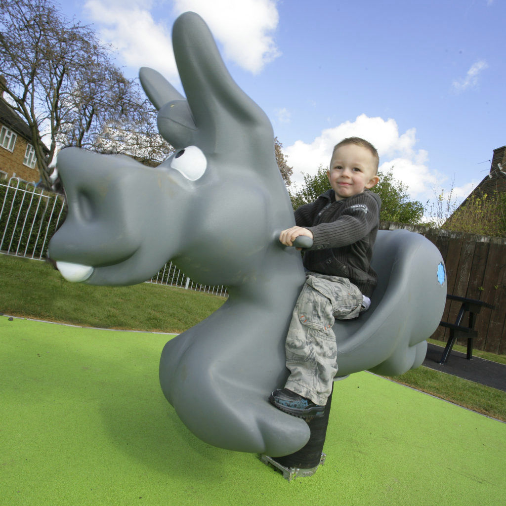 Steel spring rocker - DONKEY - WICKSTEED - polyethylene / animal / 1-seat