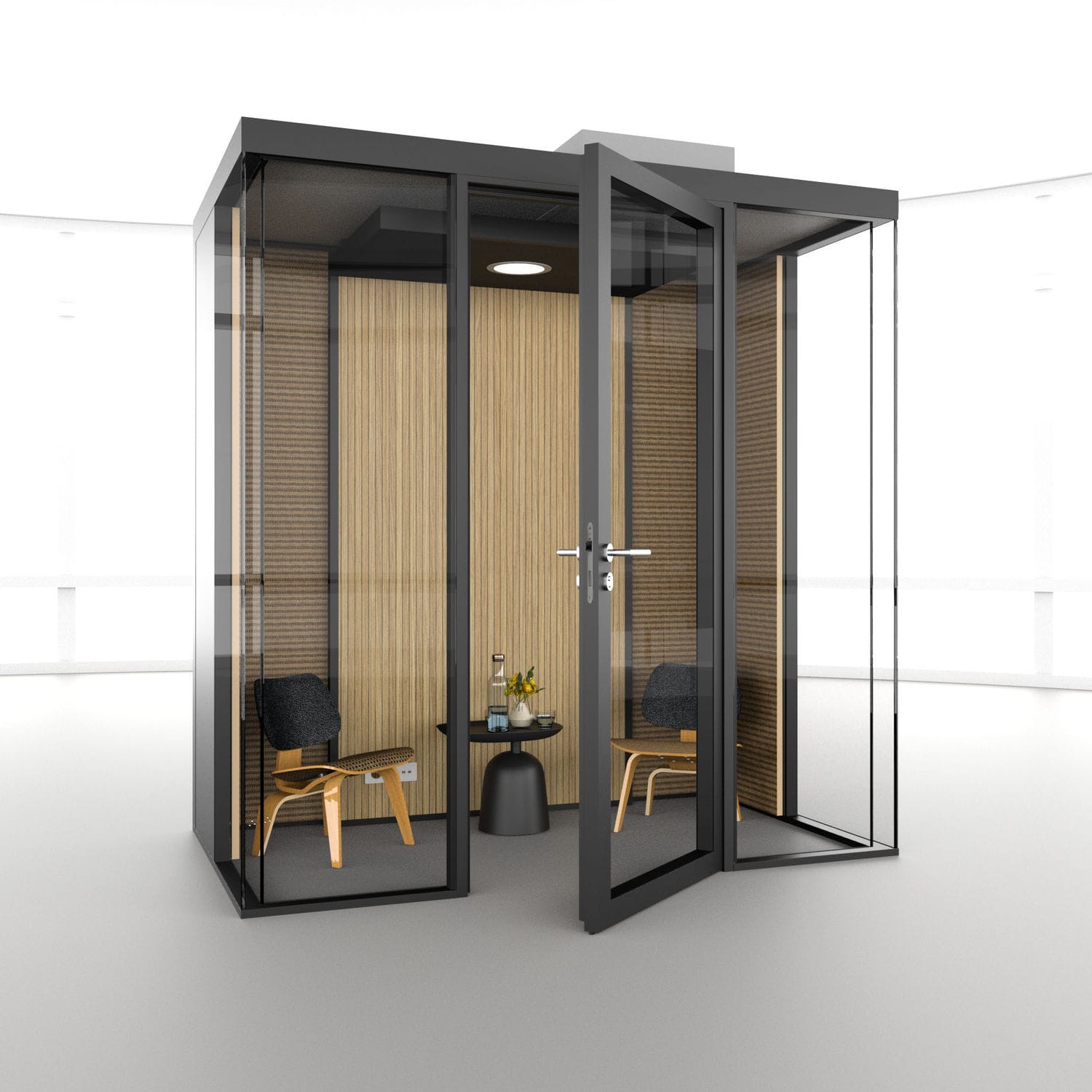 Acoustic office pod - BOX DUO - Mecanalu - with glass door / with ...
