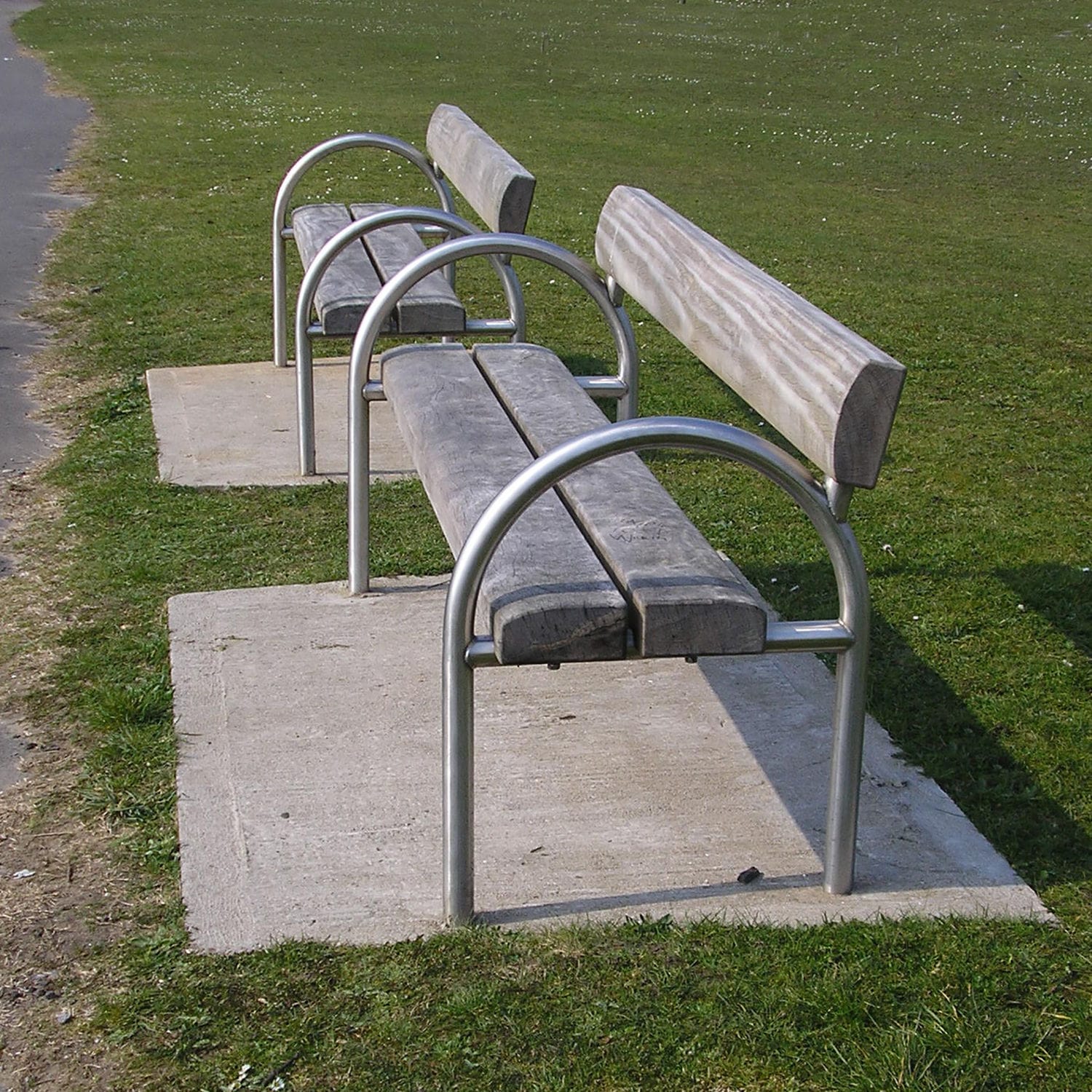 Contemporary public bench - SWANSEA - Woodscape. - wooden / stainless ...