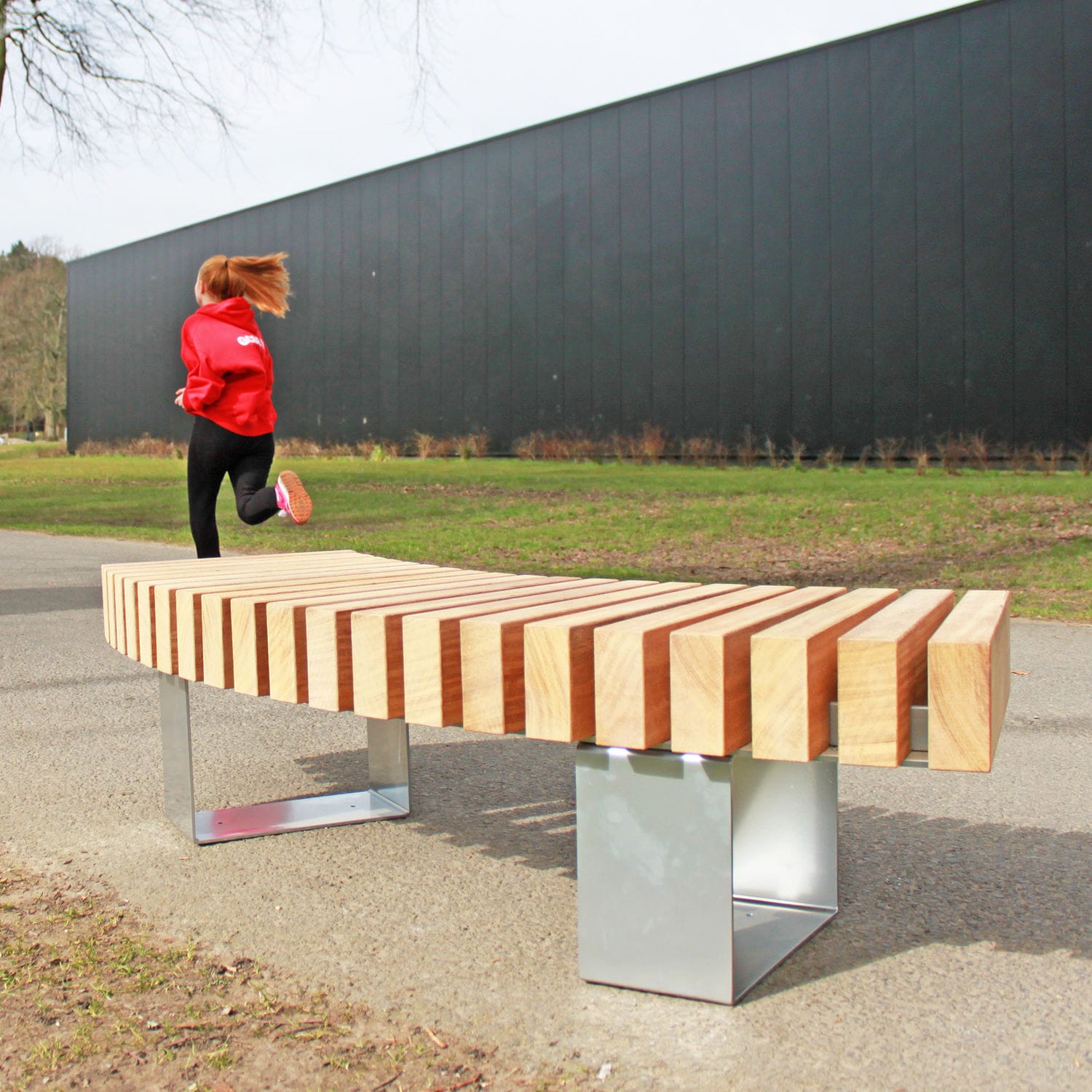 Contemporary public bench - CLIFTON - Woodscape. - wooden / steel ...
