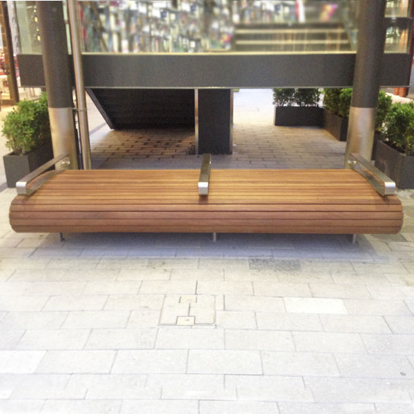 Contemporary public bench - PAVILION - Woodscape. - wooden / steel ...