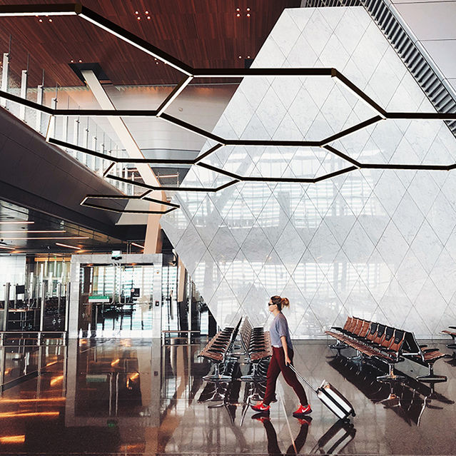 Hanging light fixture - NEMAN MESH - Holectron - LED / square / hexagonal