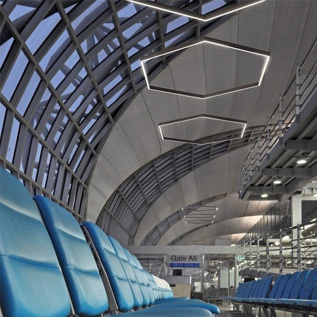 Hanging light fixture - NEMAN - Holectron - LED / square / triangular