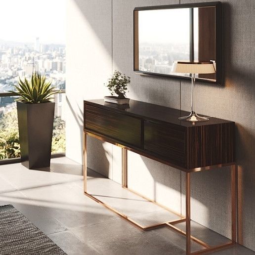 Modern console table - MISSOURI - Praddy Unipessoal lda - wood veneer / wooden base / rectangular