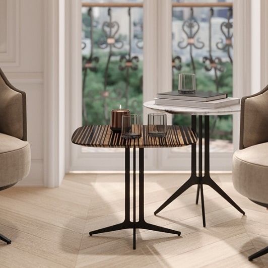 Contemporary side table - FLAMINGO II - Praddy Unipessoal lda - metal / metal base / circular