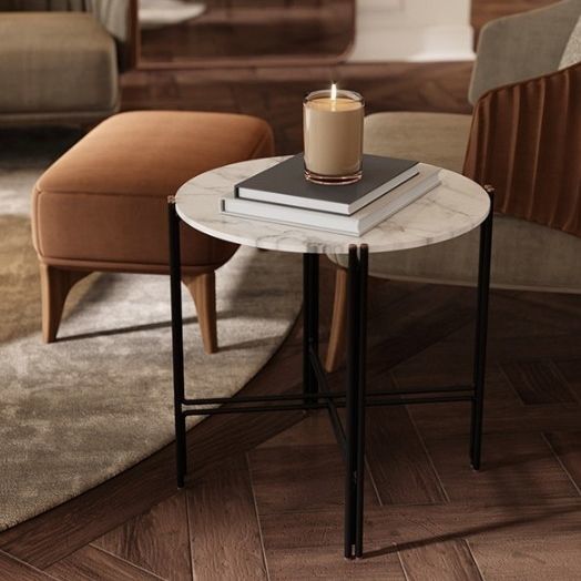 Contemporary side table - II - Praddy Unipessoal lda - metal / bamboo / marble