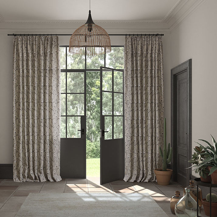 Curtain fabric - COAST : RAVELLO - WIND - floral pattern / linen / viscose