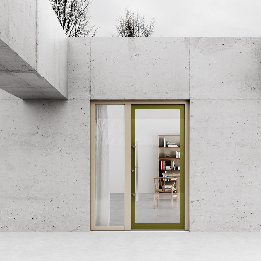 Entry door - L01 - Finstral - wooden / aluminum / resin