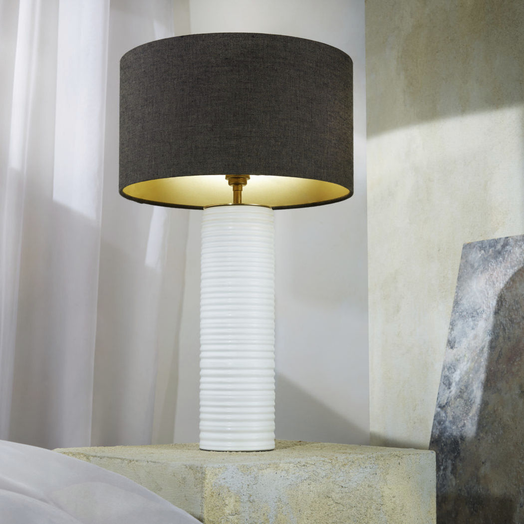 Table lamp - RIPPLE - Heathfield and Comapny - linen / ceramic ...