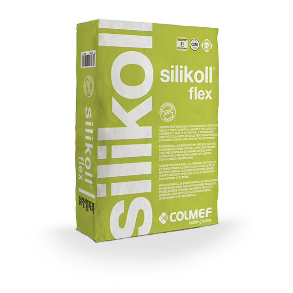 Fixing adhesive mortar - SILIKOLL FLEX - COLMEF - for tile / mineral