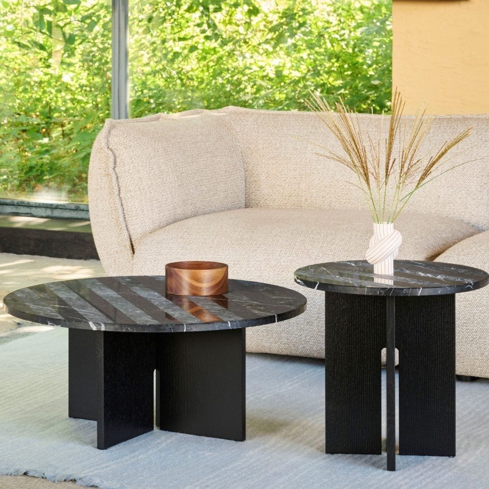 Contemporary coffee table - SEDIMENT - favius - MDF / marble / MDF base