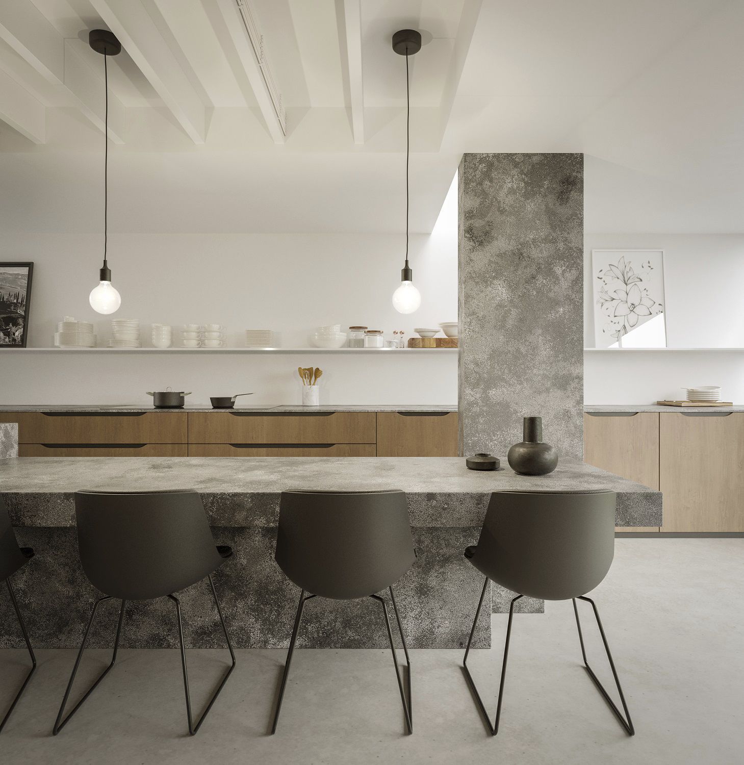 Quartz stone slab - RESIDENTE DARK - Technistone a.s. - for interior ...