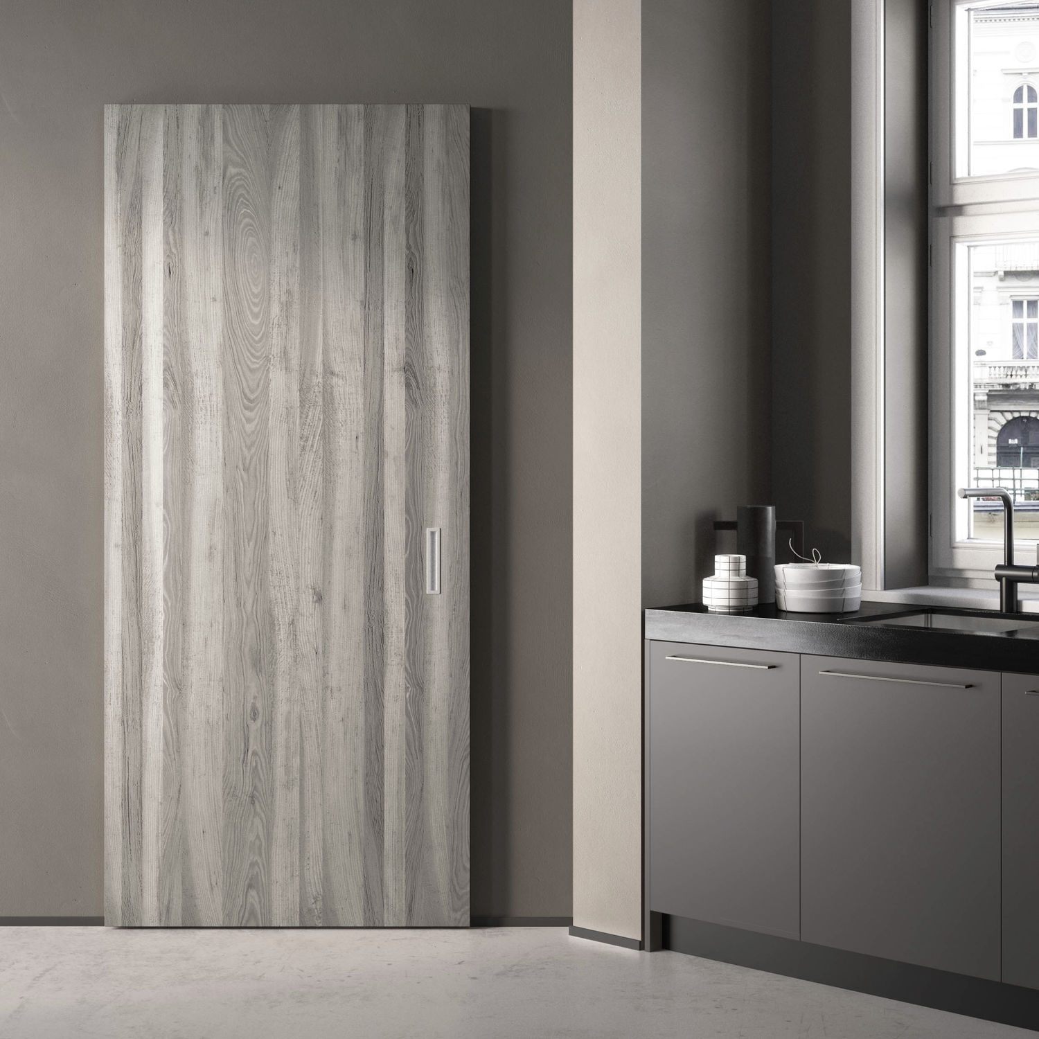 Interior door - AND - ALBED - wooden / sliding / contemporary