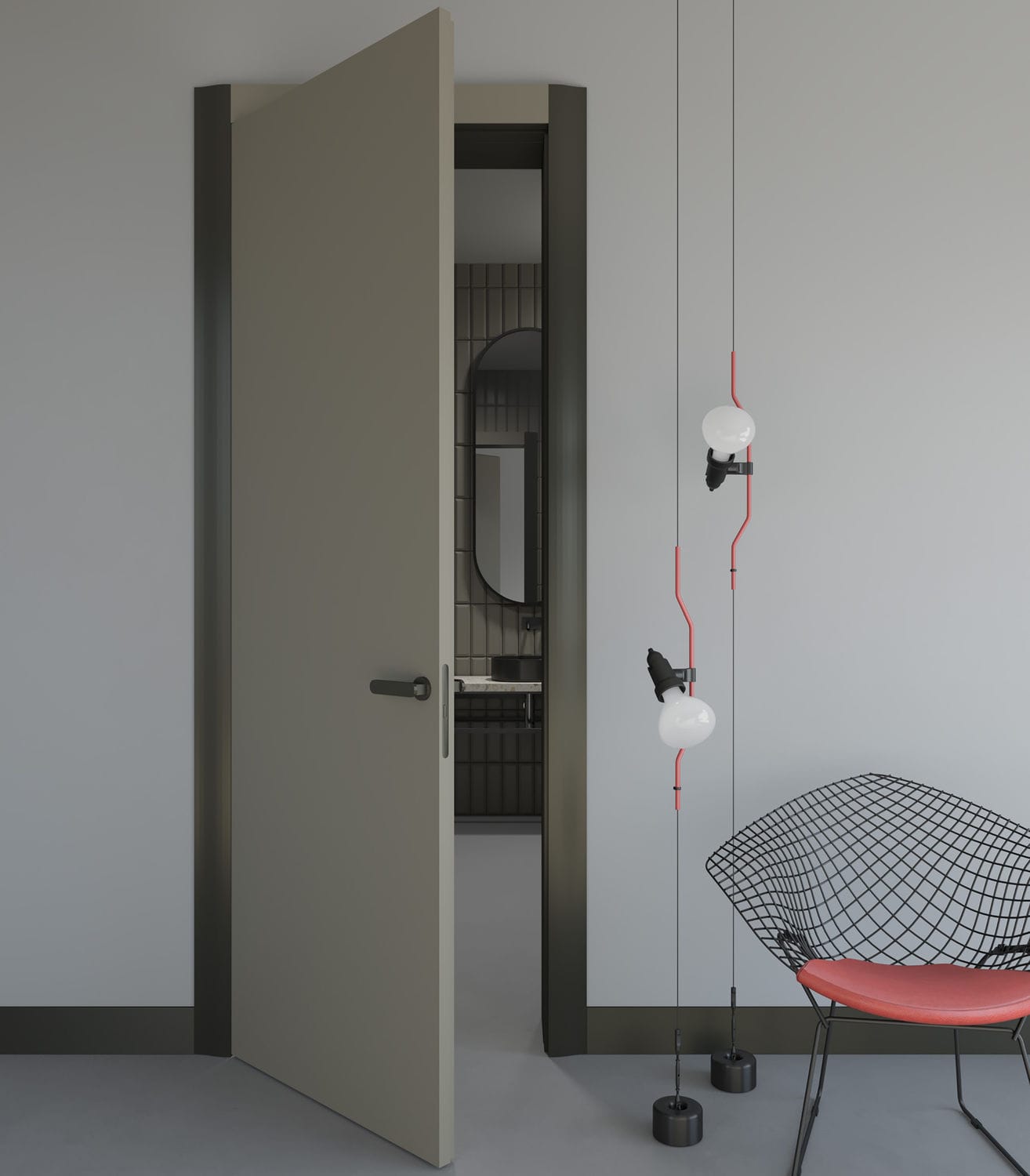 Interior door - MORBIDA - ALBED - wooden / aluminum / anodized aluminum