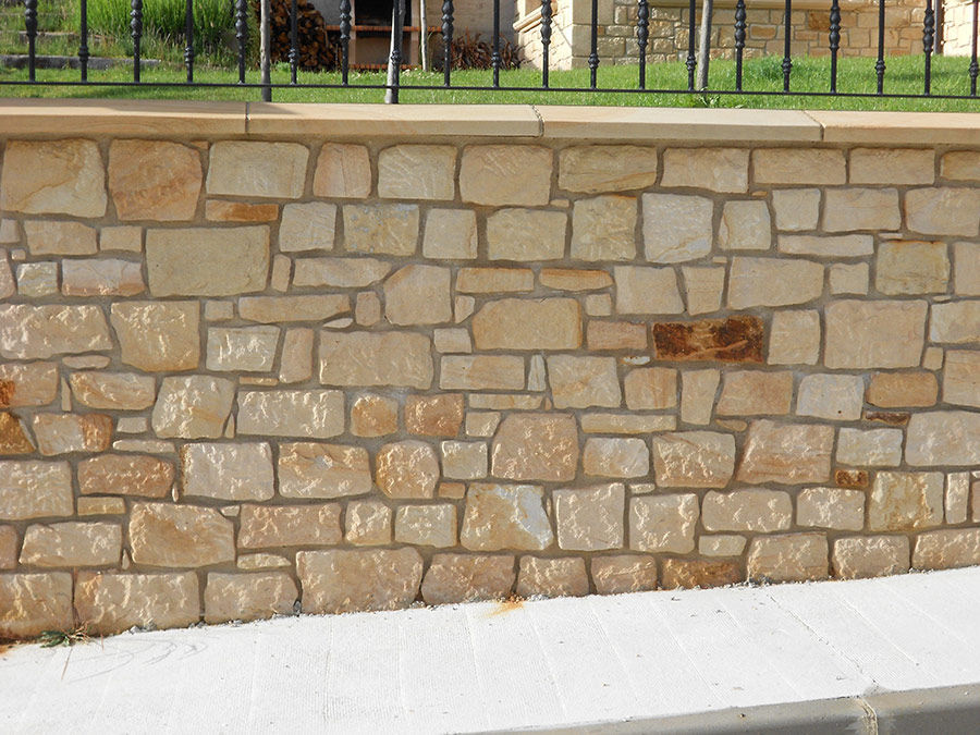 Sandstone wall cladding / for facade / garden / natural finish ...