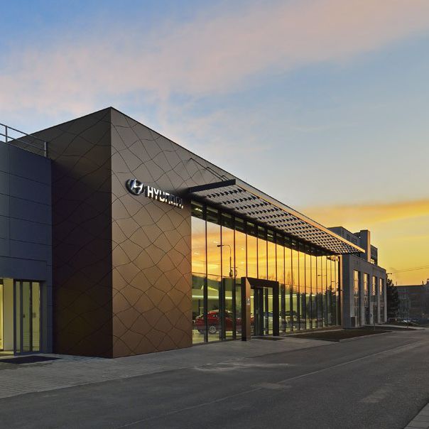 Panel cladding - HYUNDAI CAR DEALERSHIP - ALUCOBOND - bronze / aluminum ...