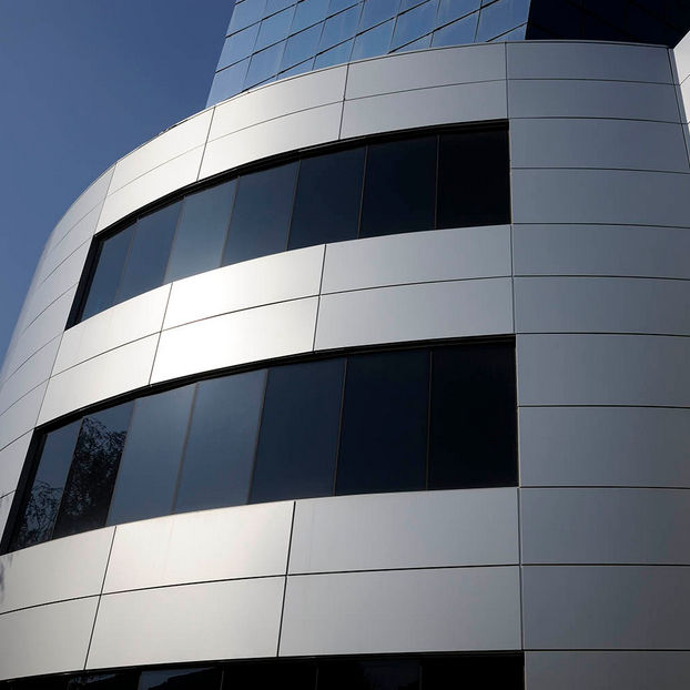 Panel cladding - AVAZ 'TWIST TOWER' - ALUCOBOND - titanium / aluminum ...