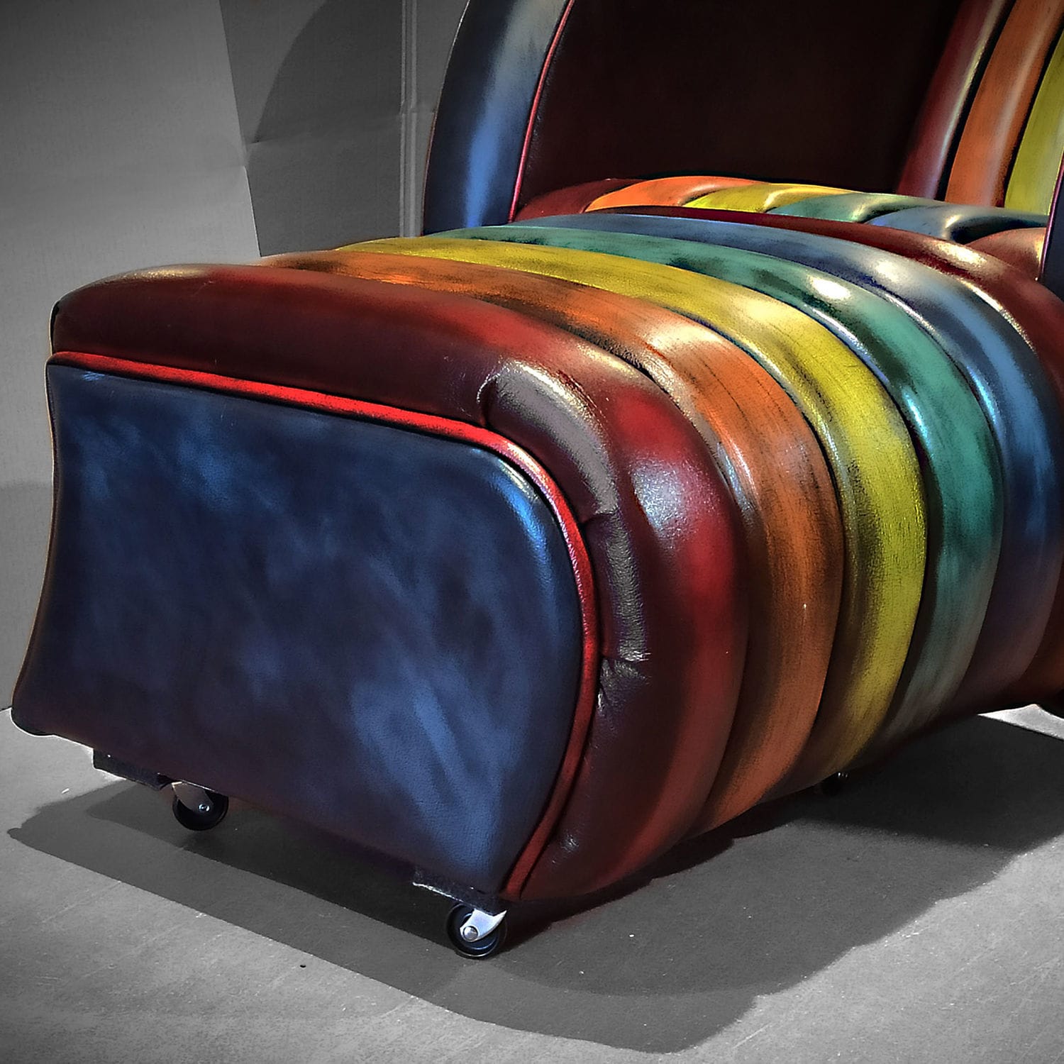 Contemporary ottoman - AVIATOR - Harleq - leather / square / handmade