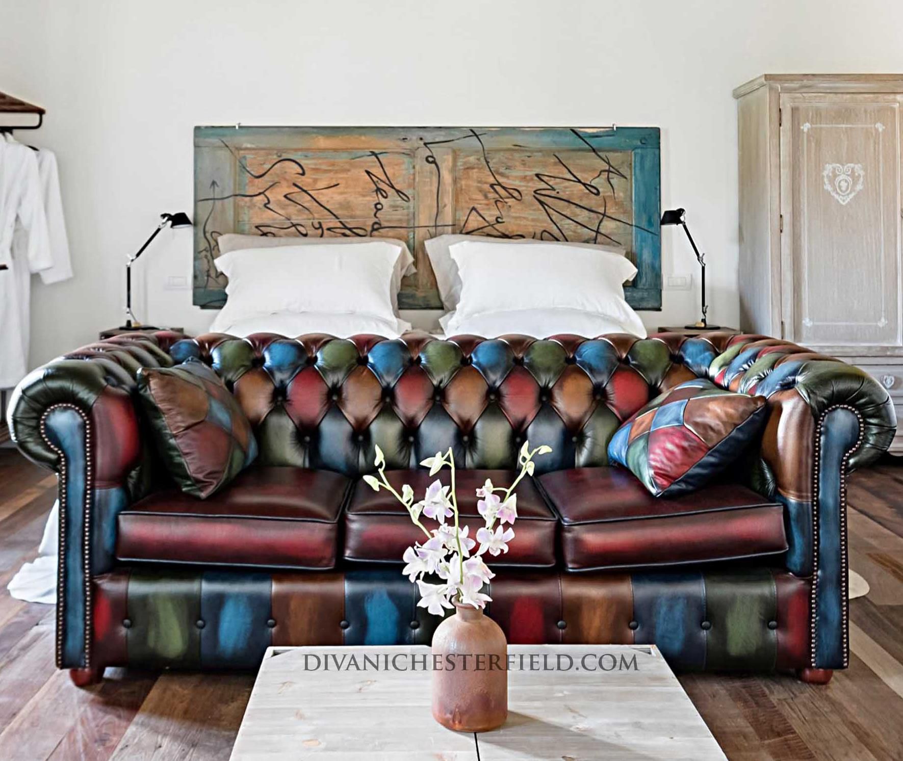 Sofa bed - CUSHION - Harleq - Chesterfield / leather / handmade