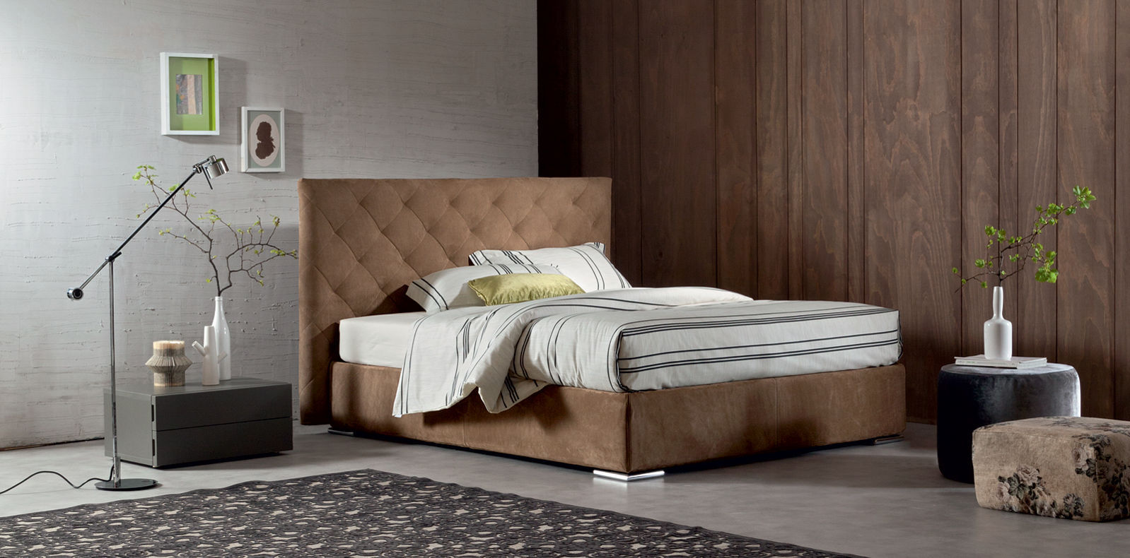 Double bed - BEAT - OGGIONI - contemporary / upholstered / with headboard