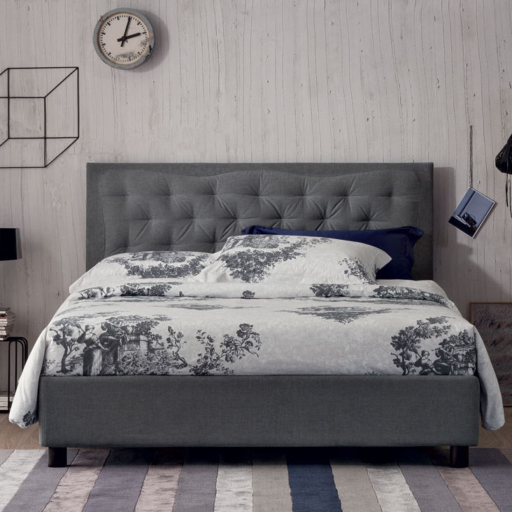 Double bed - LEM - OGGIONI - contemporary / upholstered / with headboard