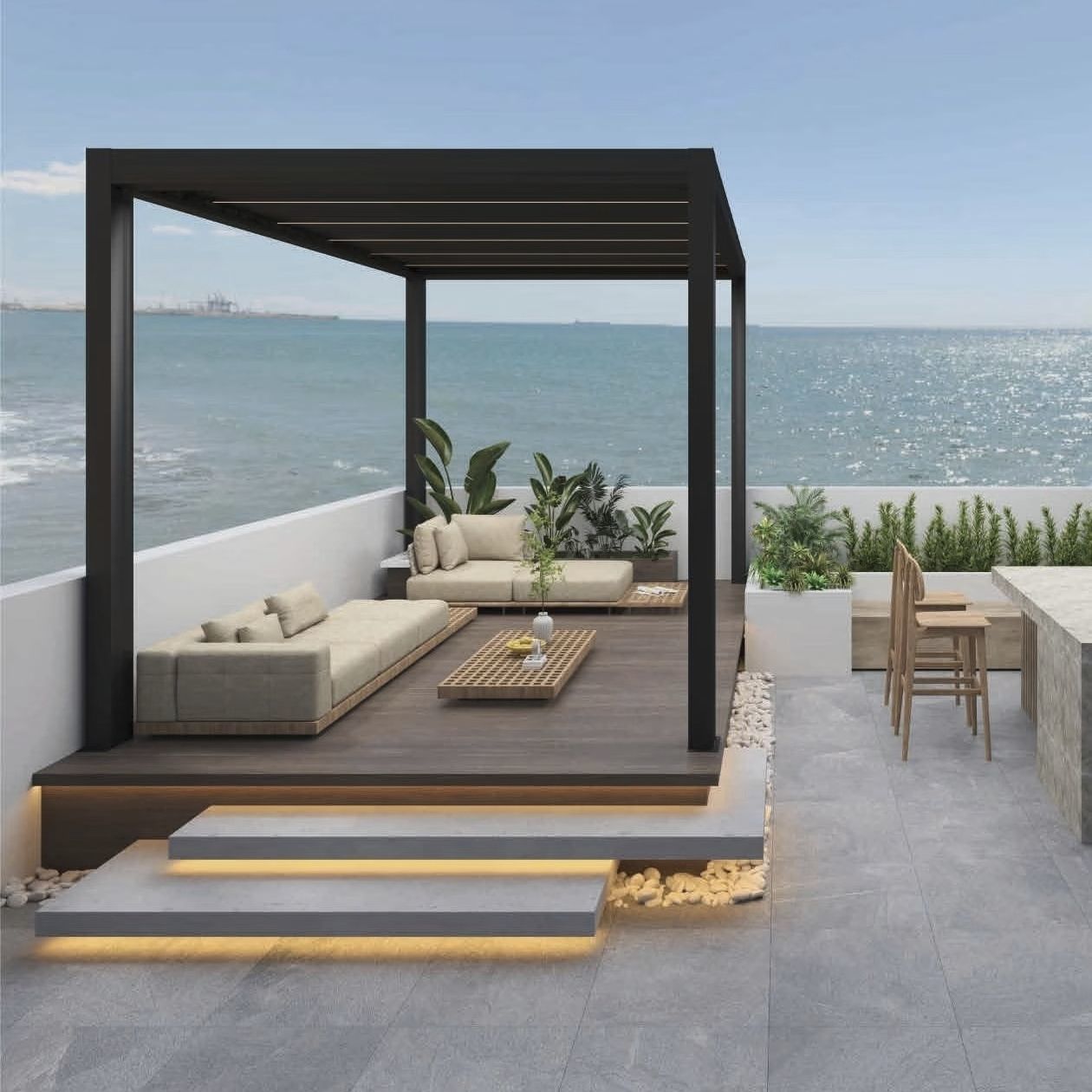 Self-supporting pergola - PERGOTENDE - AmarantoIdea - metal / sun shade ...