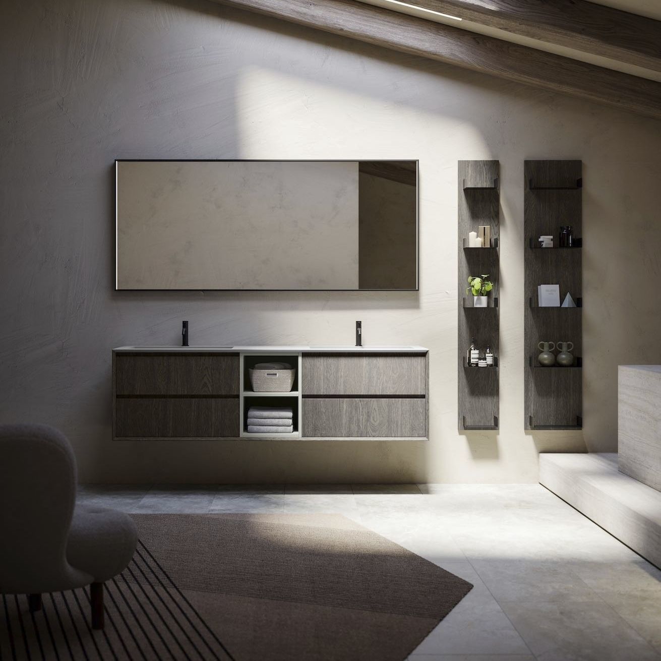 Wall-hung washbasin cabinet - MODULA SYSTEM 08 - PUNTOTRE - wooden ...
