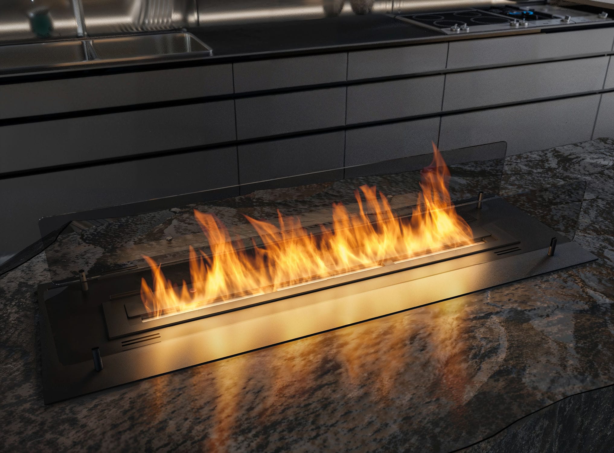 Glass bioethanol burner - INSERT BLACK 1000 - INFIRE Karol Lipka ...