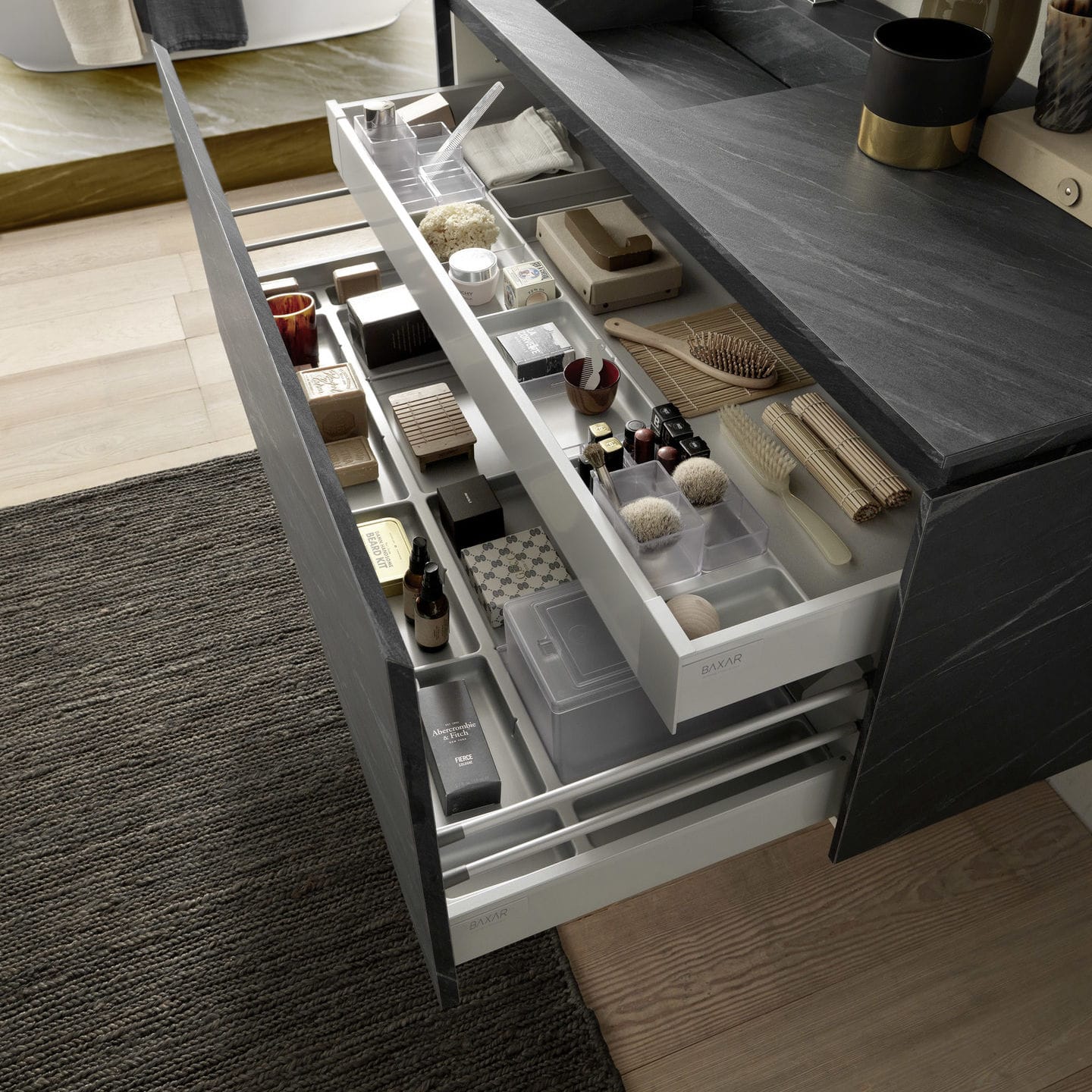 Wall-hung washbasin cabinet - C204 - BAXAR - wooden / contemporary ...