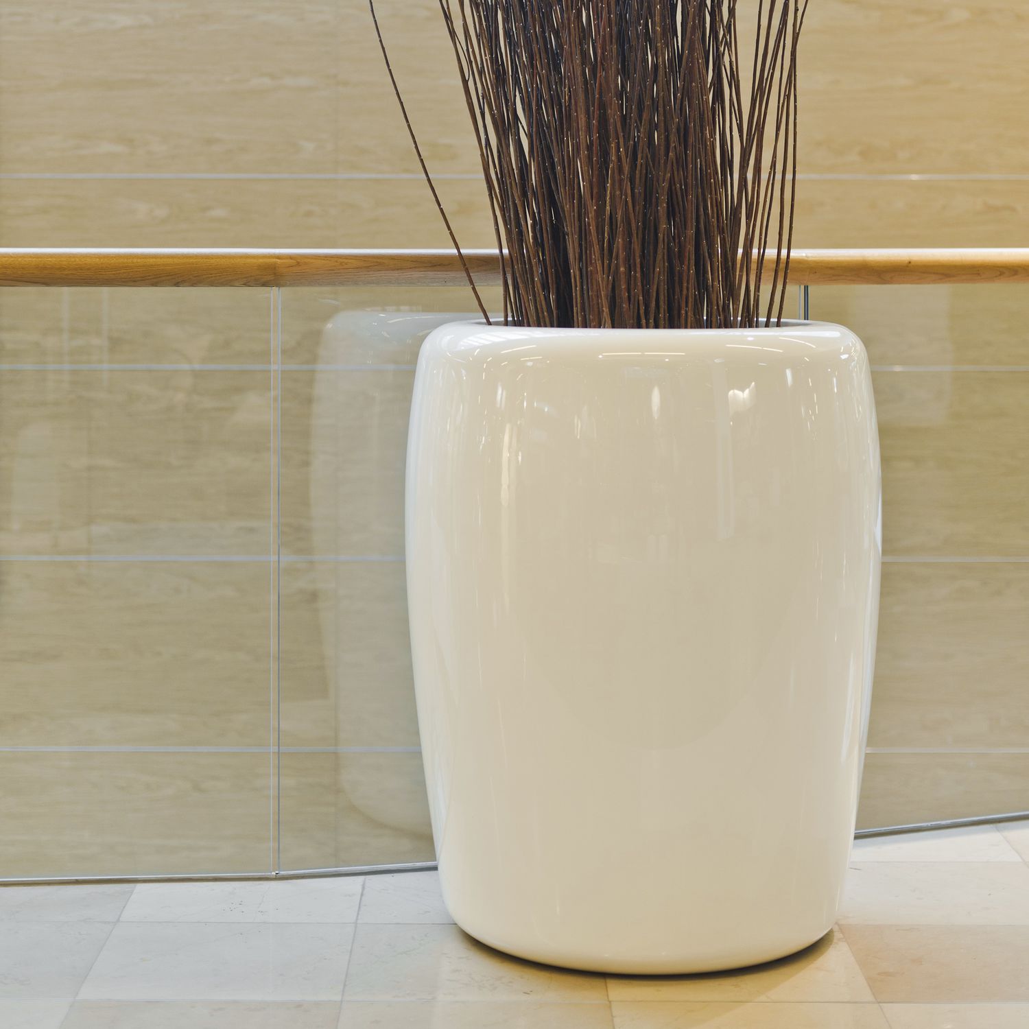 Composite plant pot - TRACINO - KAMA - free-standing / round / illuminated