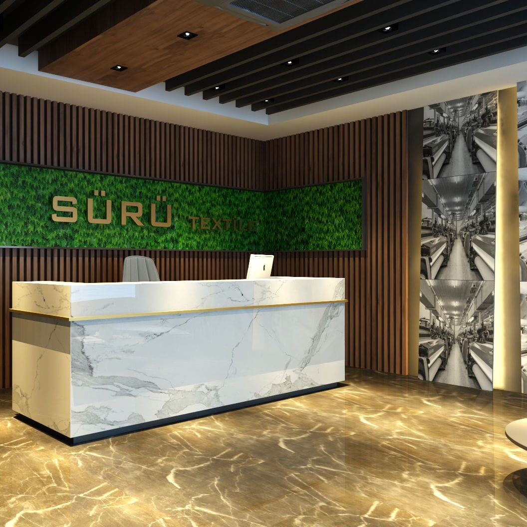 Modular reception desk - Tugra Mobilya - lacquered wood / wood veneer / MDF