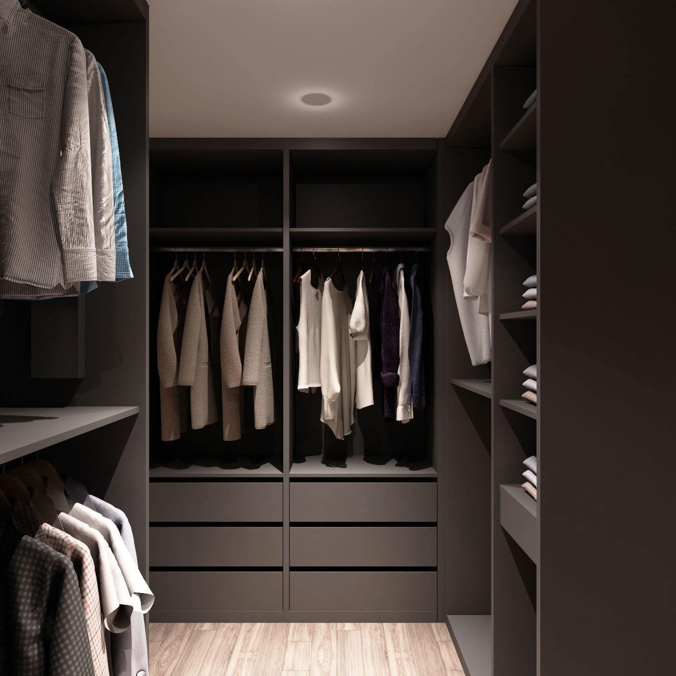 Corner walk-in wardrobe - Tugra Mobilya - contemporary / wooden