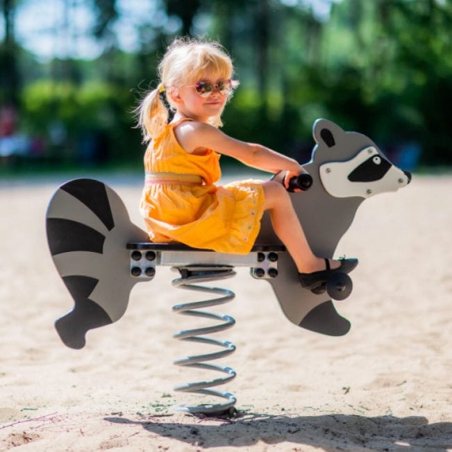 Metal spring rocker - RACCOON - Tiptiptap - steel / HDPE / galvanised steel