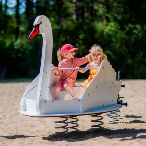 Steel spring rocker - SWAN - Tiptiptap - galvanised steel / HDPE / plywood