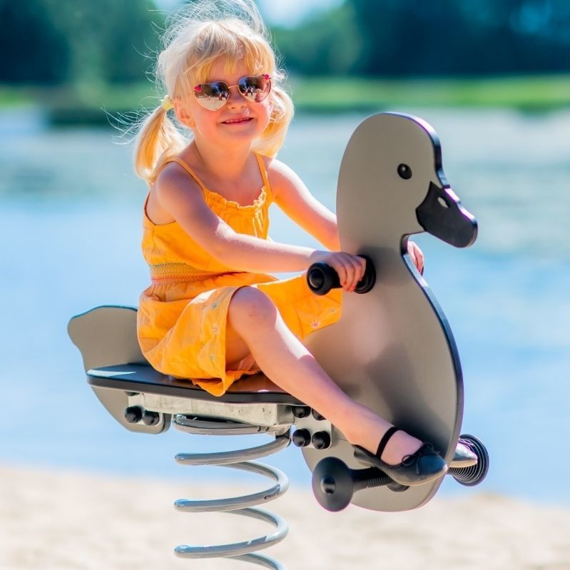 HDPE spring rocker - SWANLING - Tiptiptap - metal / steel / animal