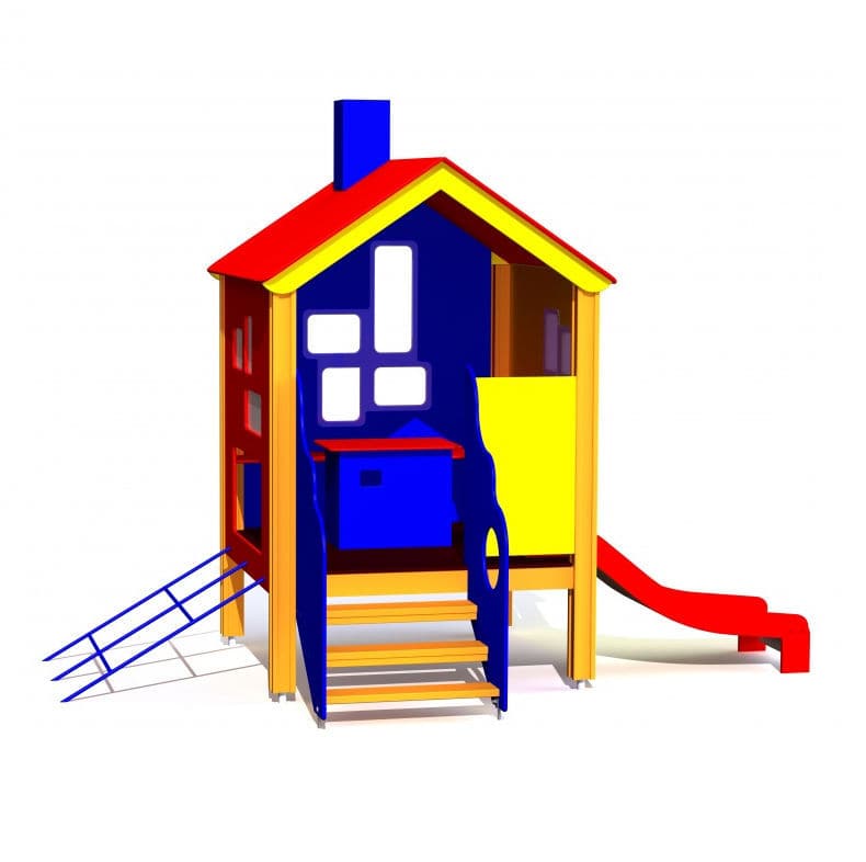 Playground playhouse - COTTAGE WITH SLIDE - Tiptiptap - floor-mounted