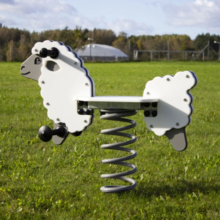 Galvanised steel spring rocker - SHEEP - Tiptiptap - HDPE / animal / 1-seat