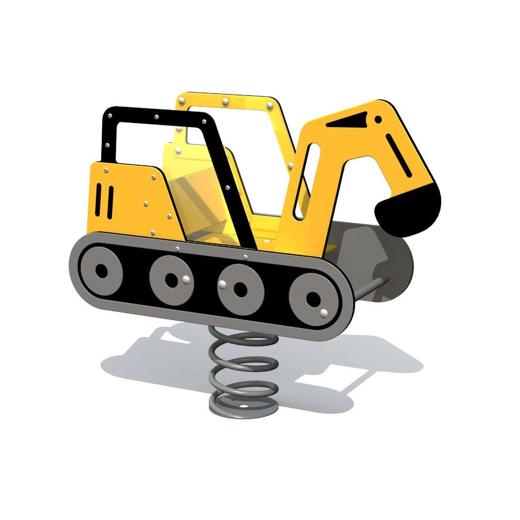 Galvanised steel spring rocker - EXCAVATOR - Tiptiptap - HDPE ...