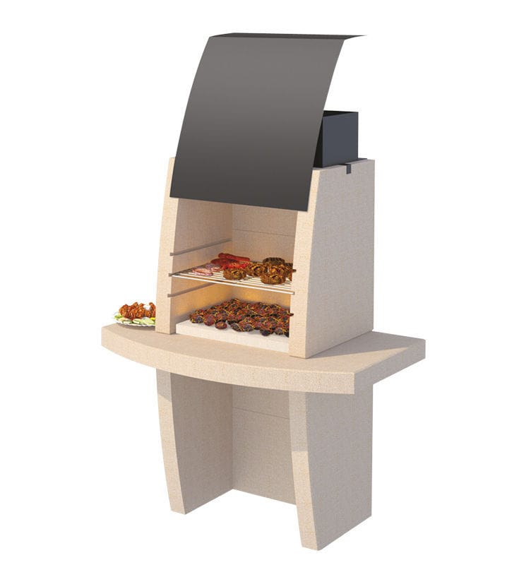 Charcoal barbecue - FORMENTERA - LineaVz - wood-burning / fixed / marble