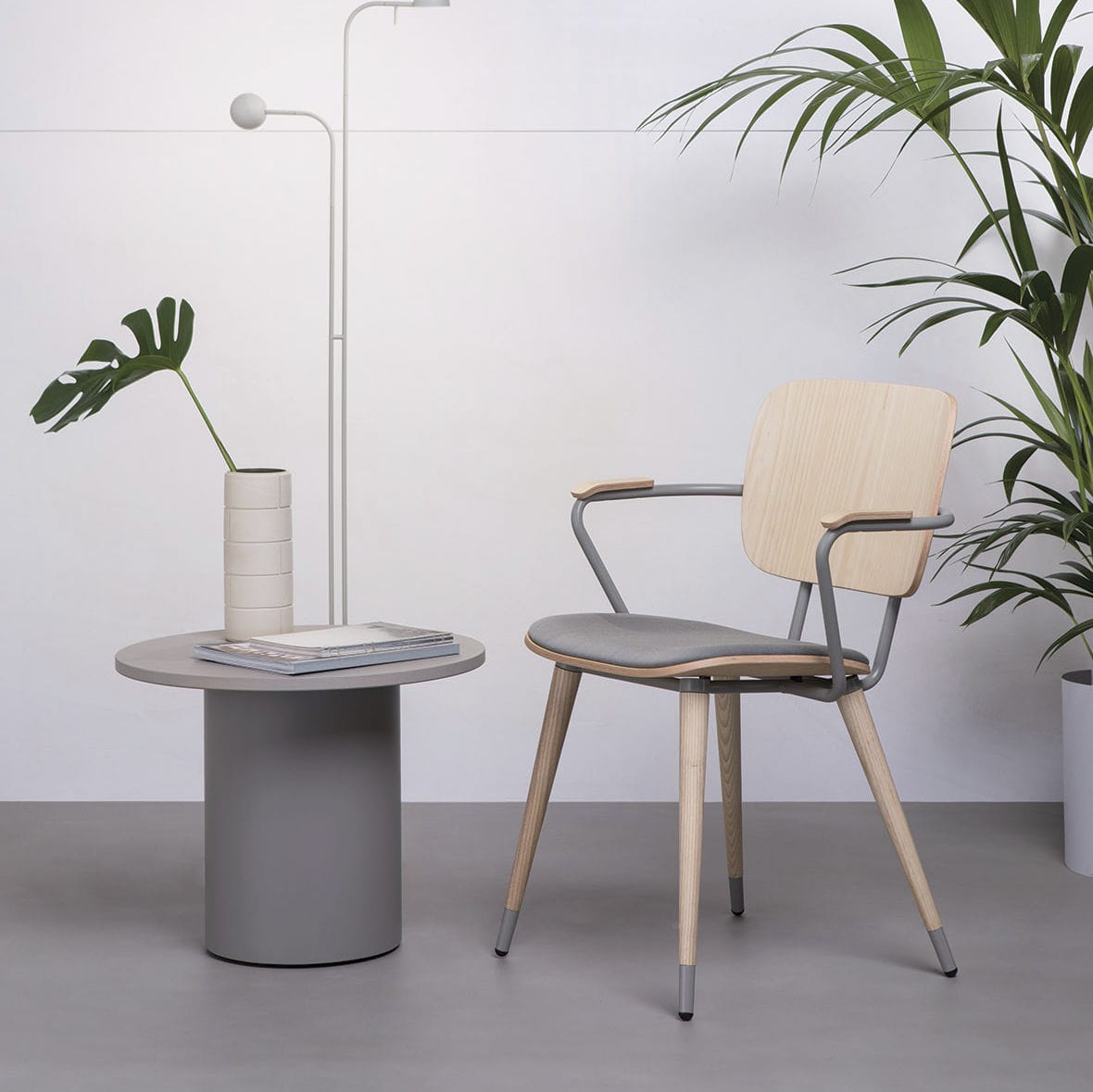 Contemporary chair - ABC 973 - Vergés - solid wood / metal / upholstered