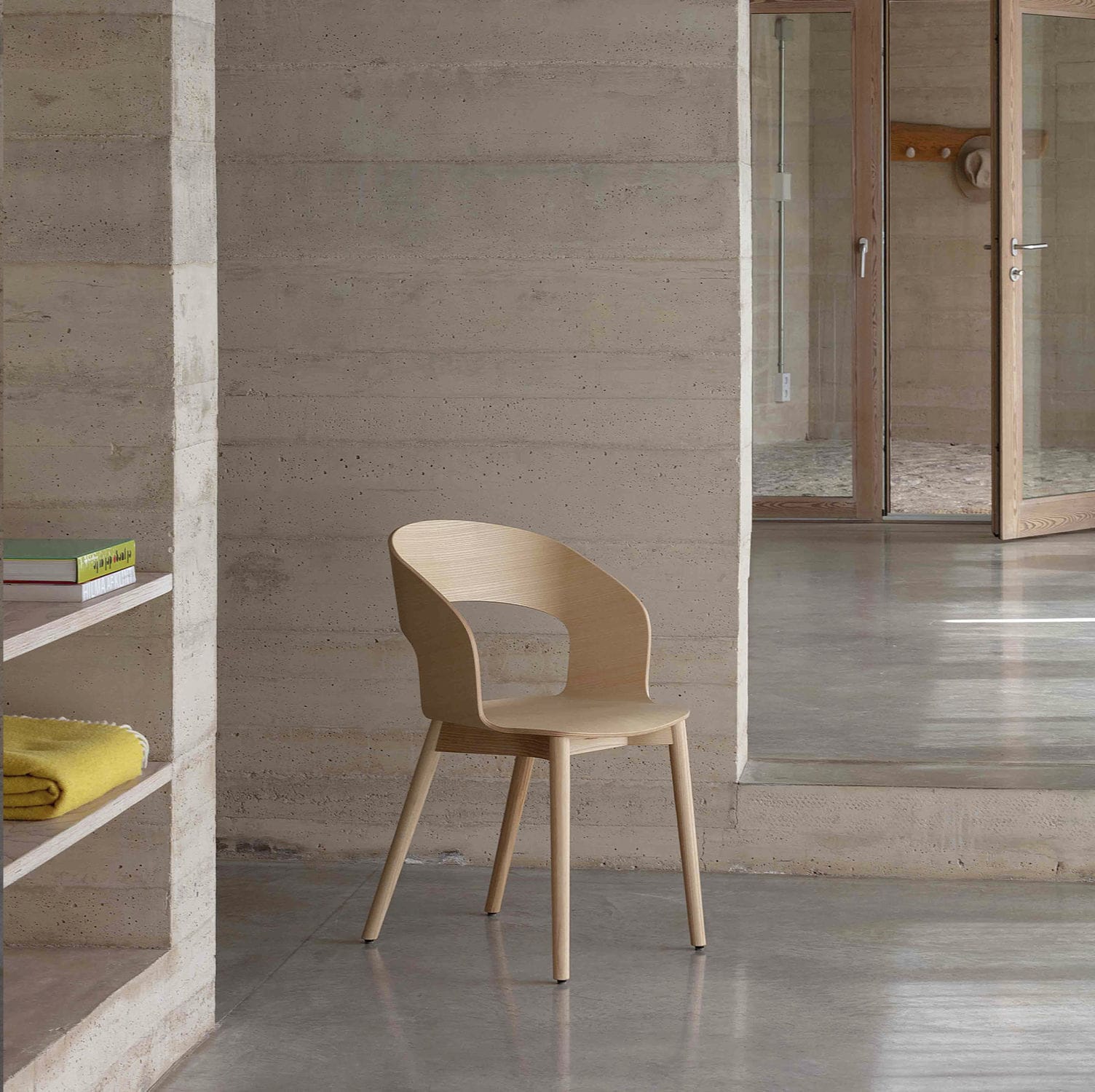 Contemporary chair - GOOSE - Vergés - indoor / wooden / upholstered