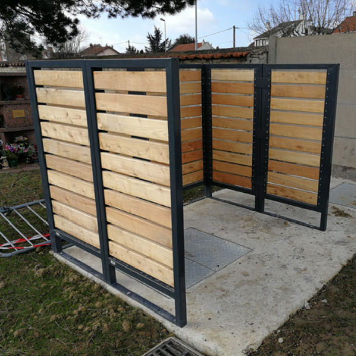 Wood trash bin enclosure - PRIME - Activia Mobilier Urbain - galvanised ...