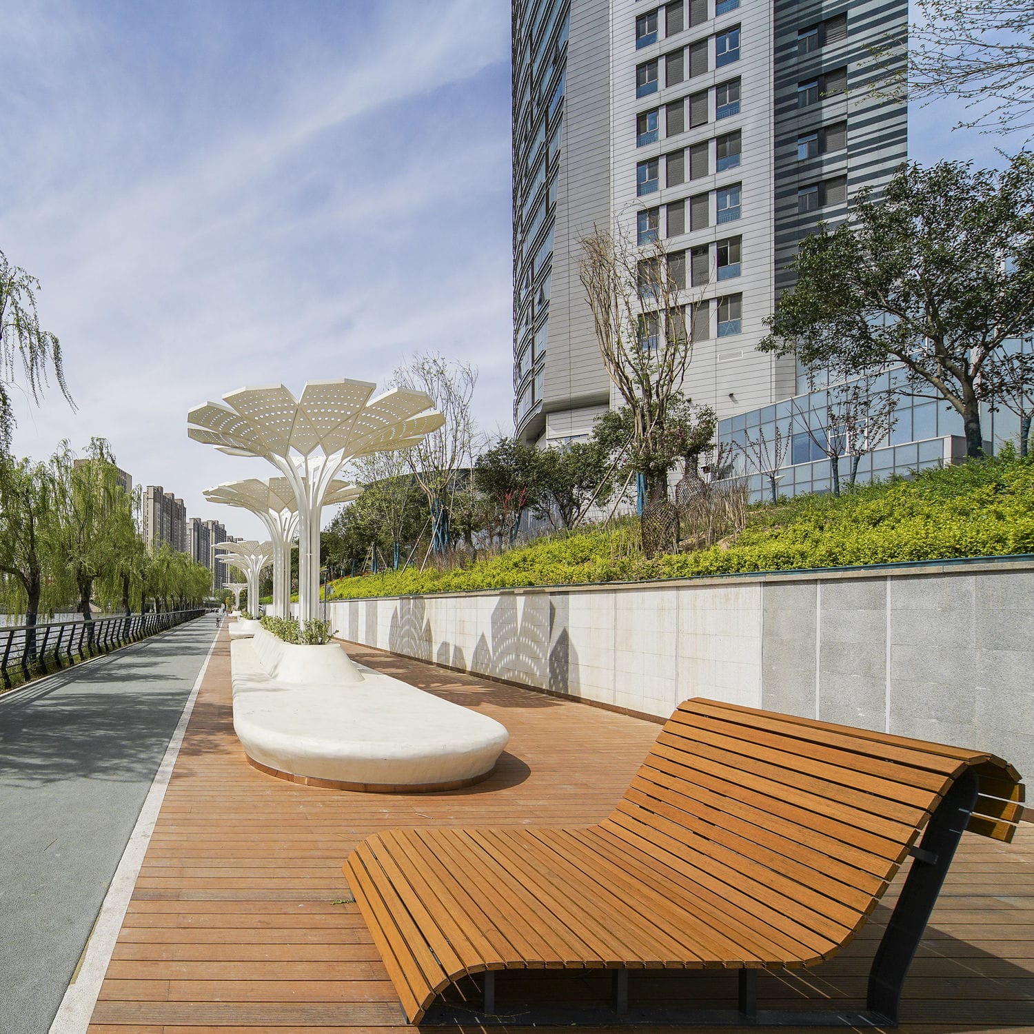Contemporary public bench - EL - dasso - solid wood / bamboo / with ...