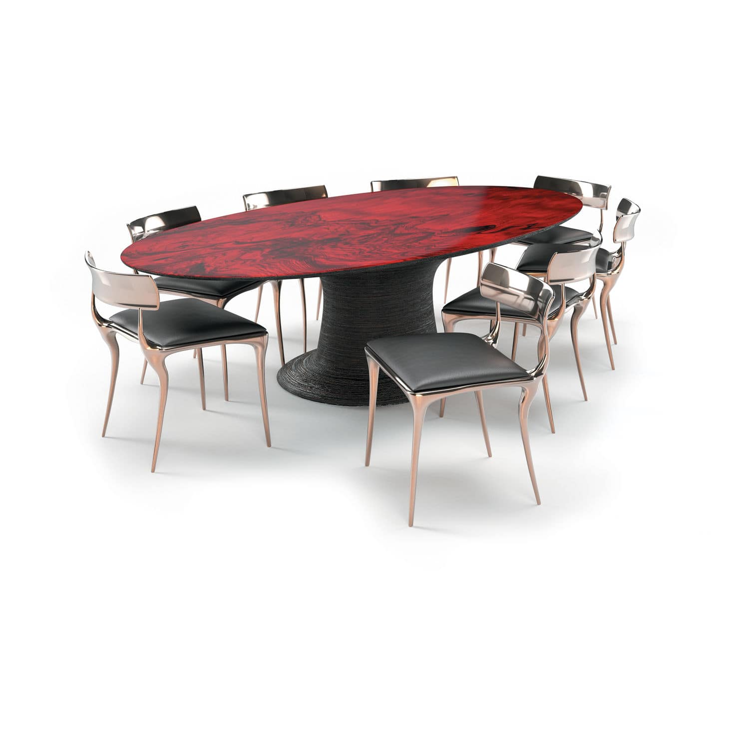 Contemporary dining table - REDWOOD - Thomas Mucha - oak / lacquered ...