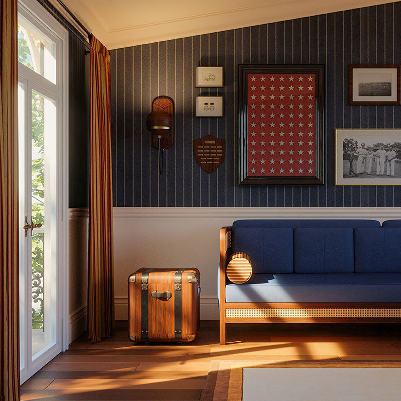 Contemporary side table - Burke - WOOD TAILORS CLUB - ash / brass / leather