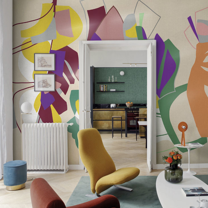 Contemporary wallpaper - NIZZA_ORANGE PURPLE - SIRPI - vinyl ...