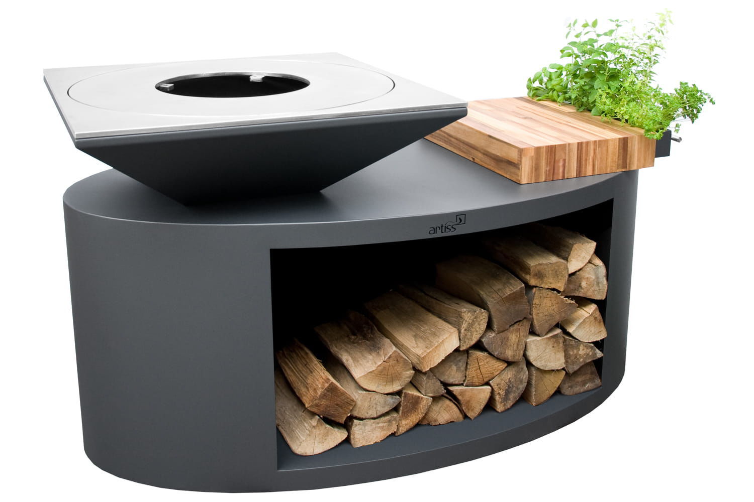 Wood-burning barbecue - G3 - ARTISS DESIGN - mobile / stainless steel ...