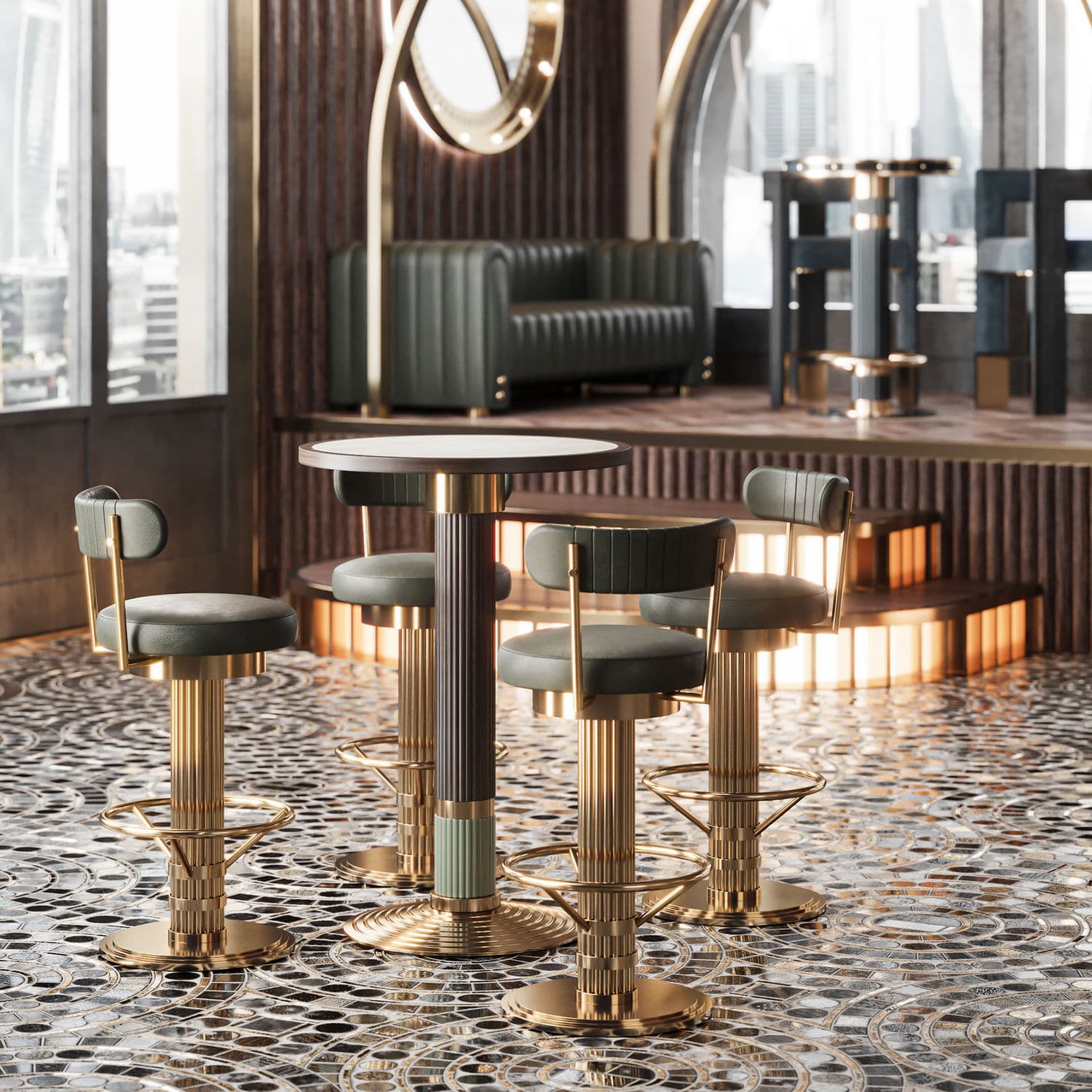 Contemporary bar chair - WILLIS - Porus studio - indoor / leather ...