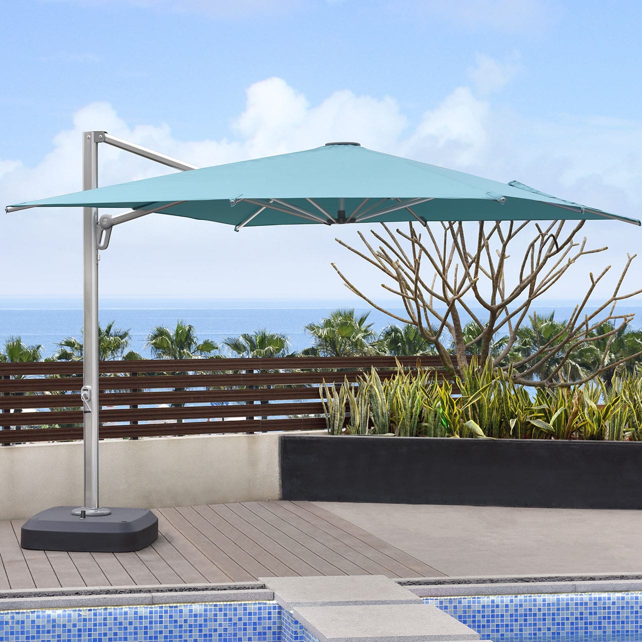 Side post parasol - H-216W - Howvin outdoor furtniture - acrylic fabric ...