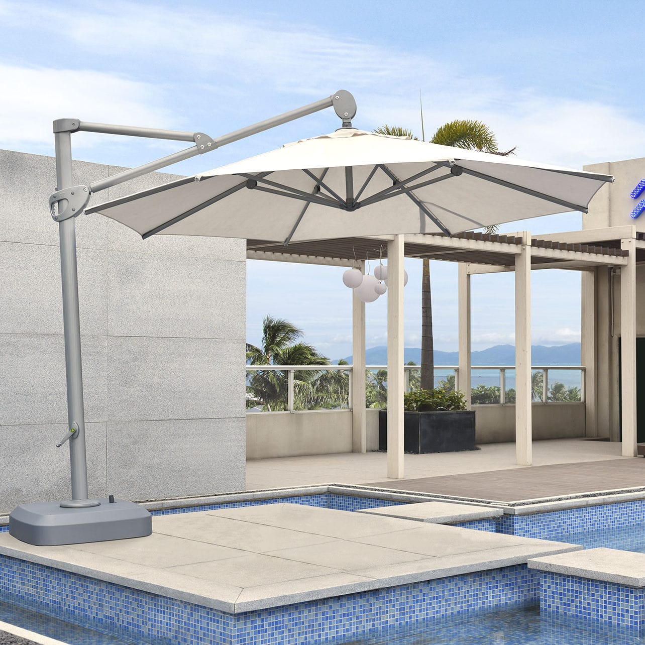 Acrylic fabric parasol - H-243 - Howvin outdoor furtniture - anodized ...